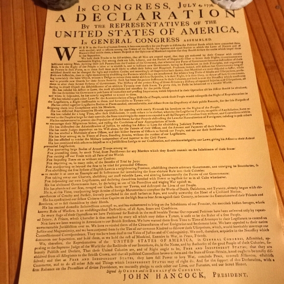 Other | History Declaration Of Independence Parchment | Poshmark